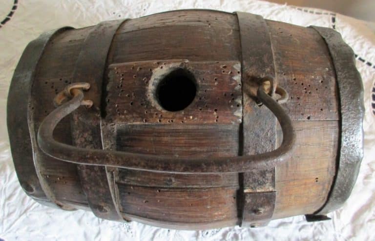 Antique English Victorian Iron Bound Coopered Oak Cider Costrel ...
