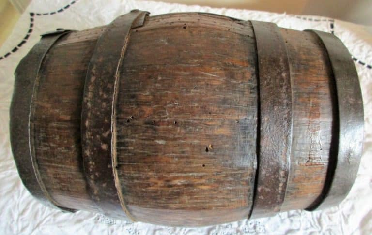 Antique English Victorian Iron Bound Coopered Oak Cider Costrel ...