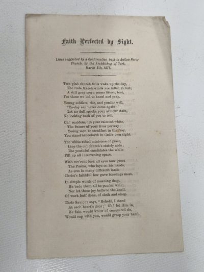 Printed religious poem titled 'Faith Perfected by Sight' from a ...