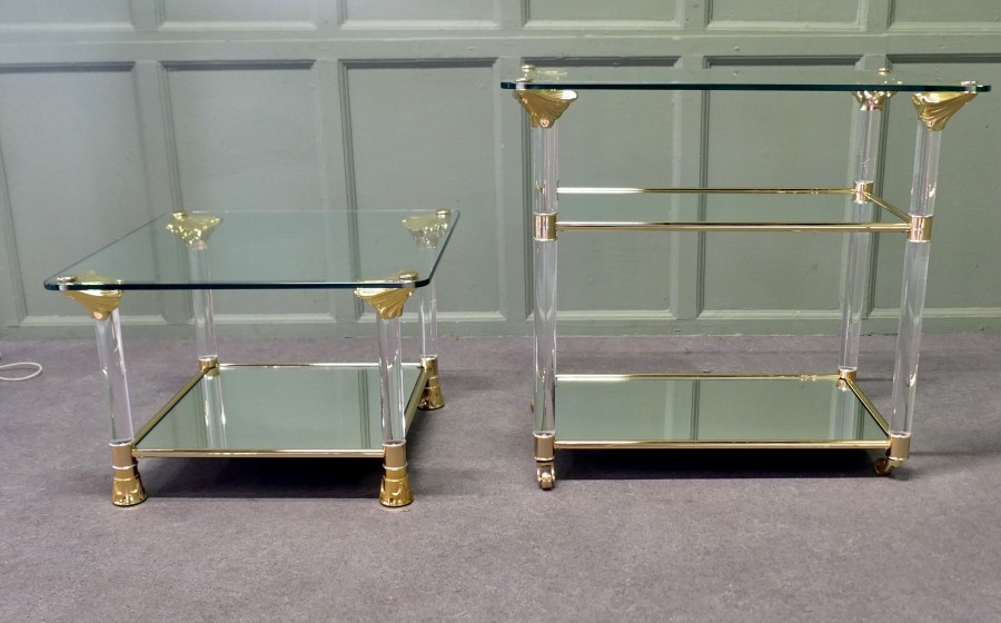 Mid Century Glass Drinks Trolley with Matching Side Table A Very ...