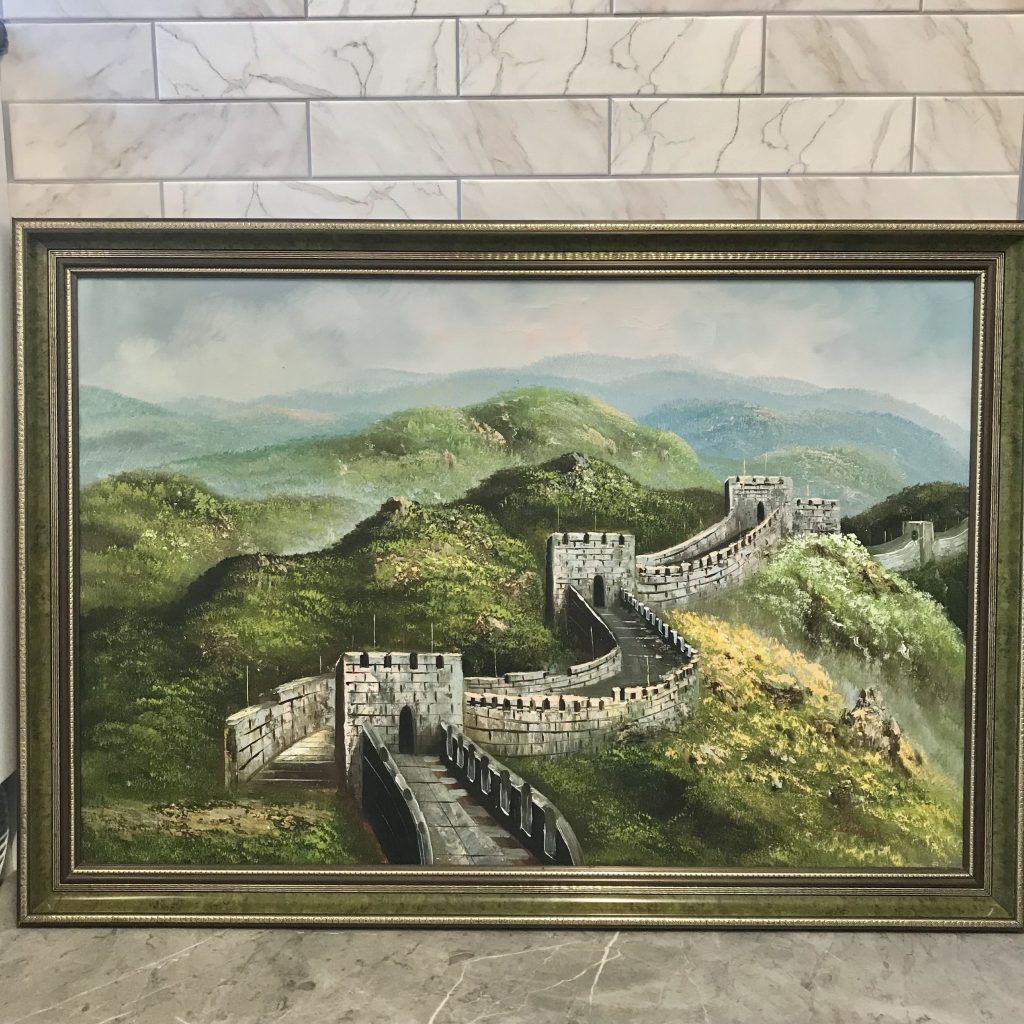 The Great Wall Of China Large Antique Oil Painting For Sale